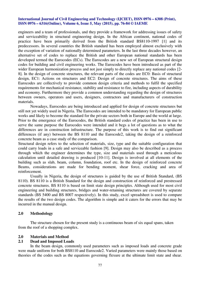A COMPARATIVE STUDY OF BS8110 AND EUROCODE 2 STANDARDS FOR DESIGN OF A ...