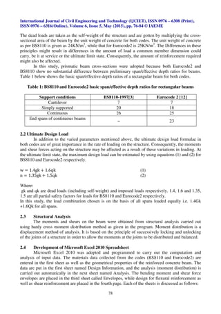 A COMPARATIVE STUDY OF BS8110 AND EUROCODE 2 STANDARDS FOR DESIGN OF A ...