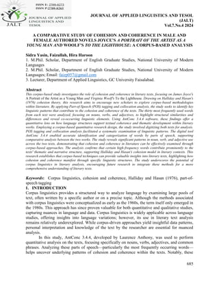 A COMPARATIVE STUDY OF COHESION AND COHERENCE IN MALE AND FEMALE ...