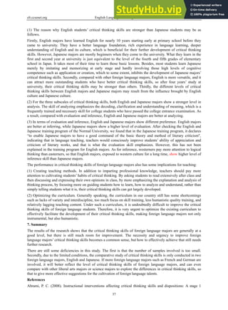 A Comparative Study Of Critical Thinking Skills Between English And ...