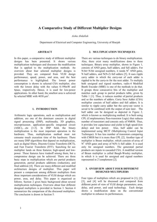 A comparative study of different multiplier designs | PDF