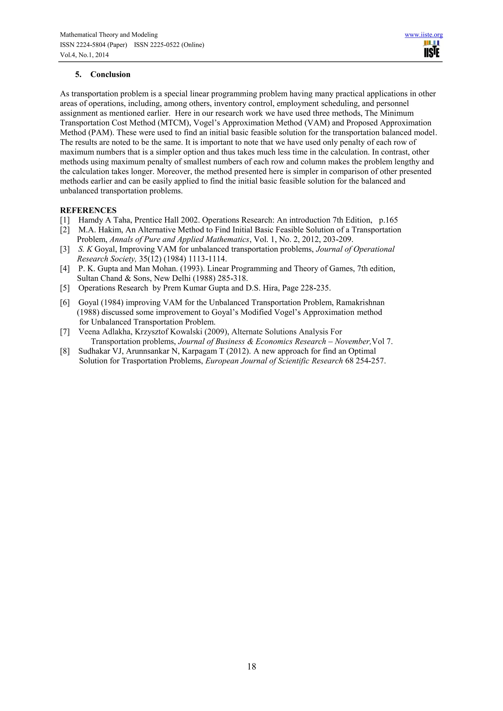 A comparative study of initial basic feasible solution methods | PDF | Free Download