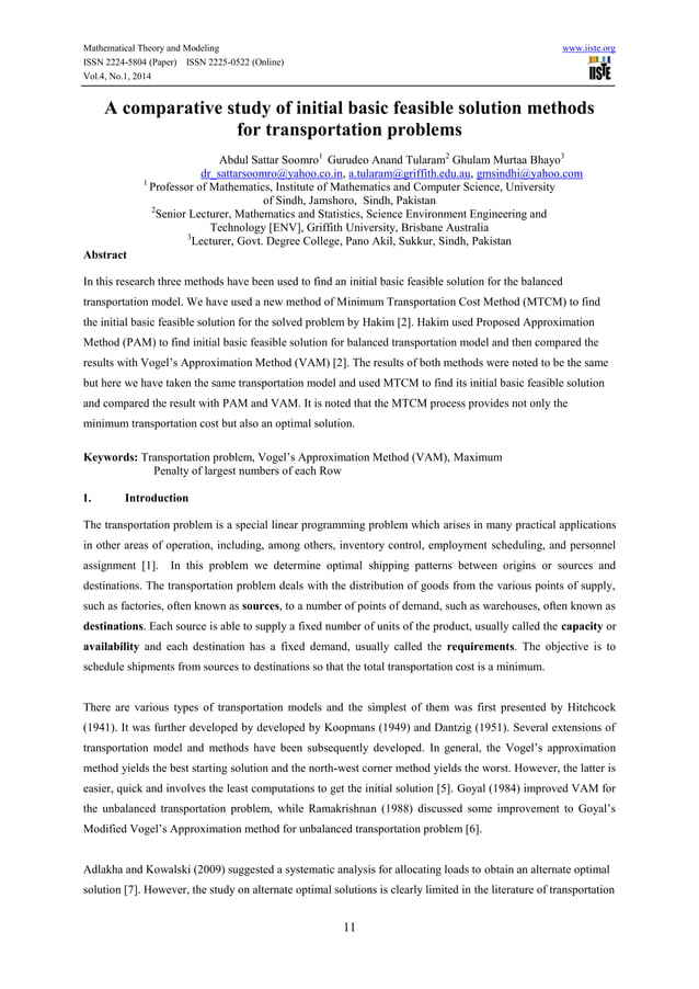 A comparative study of initial basic feasible solution methods | PDF