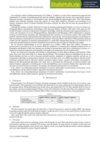 A Comparative Study Of Intuitive-Imitative And Analytic-Linguistic Approaches Toward Teaching ...