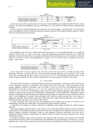 A Comparative Study Of Intuitive-Imitative And Analytic-Linguistic Approaches Toward Teaching ...