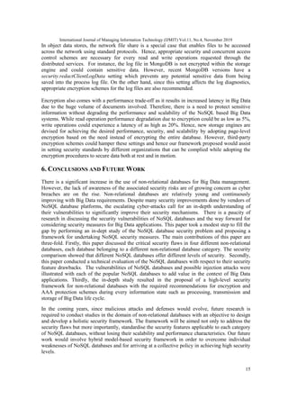 A COMPARATIVE STUDY OF NOSQL SYSTEM VULNERABILITIES WITH BIG DATA | PDF