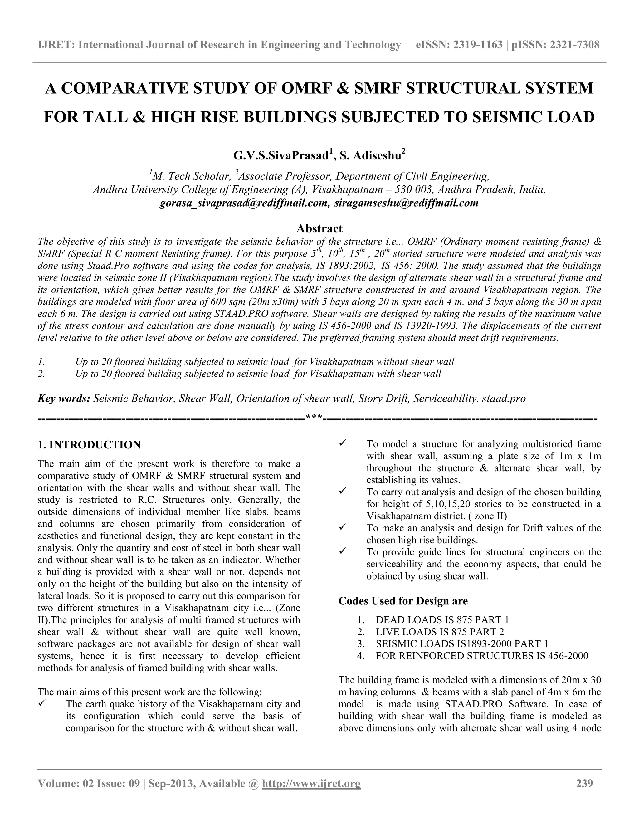 A comparative study of omrf & smrf structural system for tall & high ...