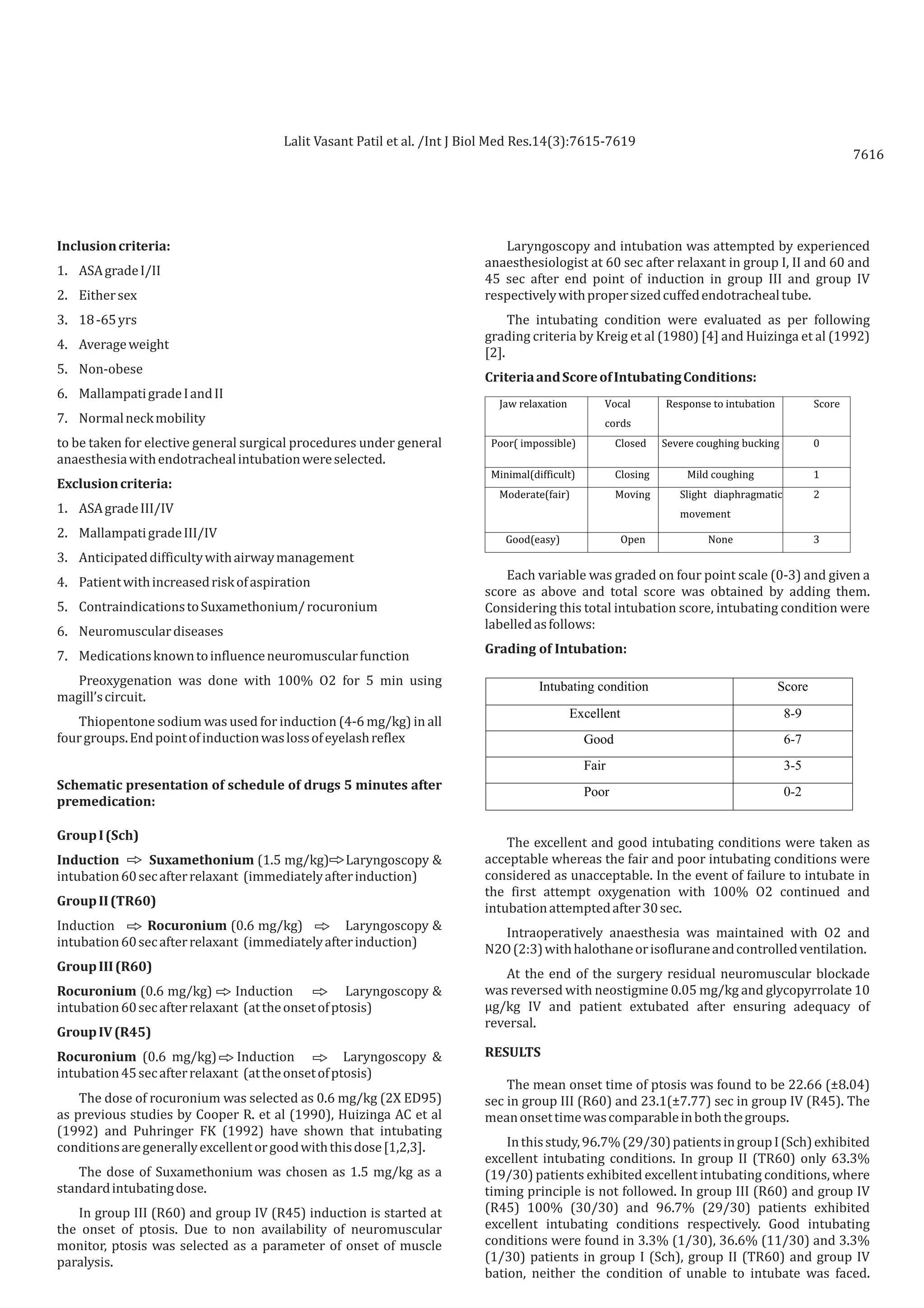 A comparative study of rocuronium & suxamethonium for tracheal ...