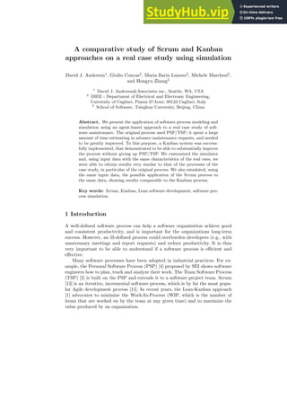 A Comparative Study Of Scrum And Kanban Approaches On A Real Case Study Using Simulation | PDF