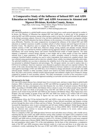 A comparative study of the influence of infused hiv and aids | PDF