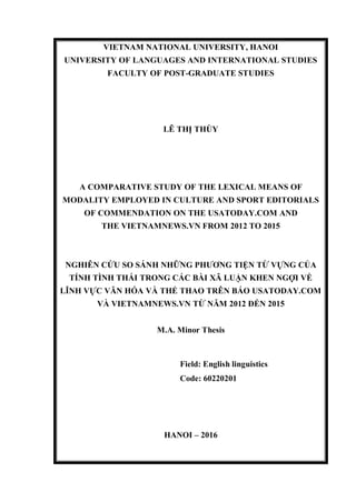 A comparative study of the lexical means of modality employed in ...