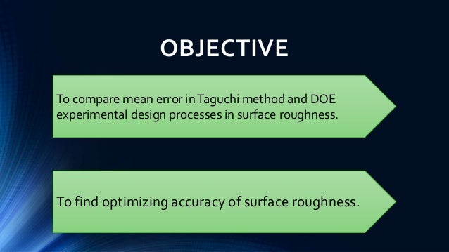 Design of Experiment (DOE): Taguchi Method and Full Factorial Design