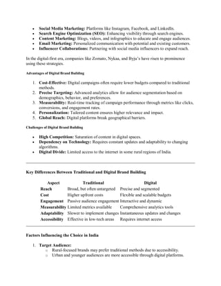 A Comparative Study of Traditional vs Digital Brand Building in India | PDF