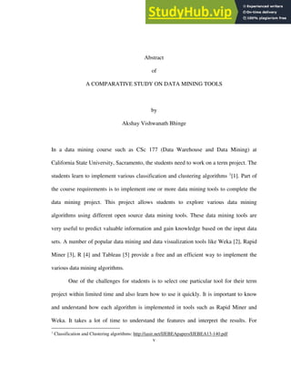 A COMPARATIVE STUDY ON DATA MINING TOOLS | PDF