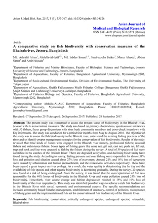 Fish biodiversity study of Bangladesh's Bhairab River | PDF