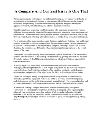 A Compare And Contrast Essay Is One That.pdf