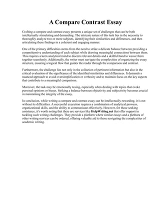 A Compare Contrast Essay | PDF
