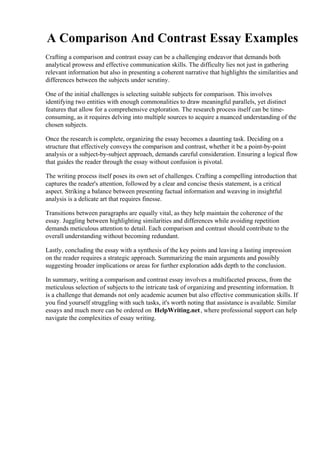 A Comparison And Contrast Essay Examples | PDF