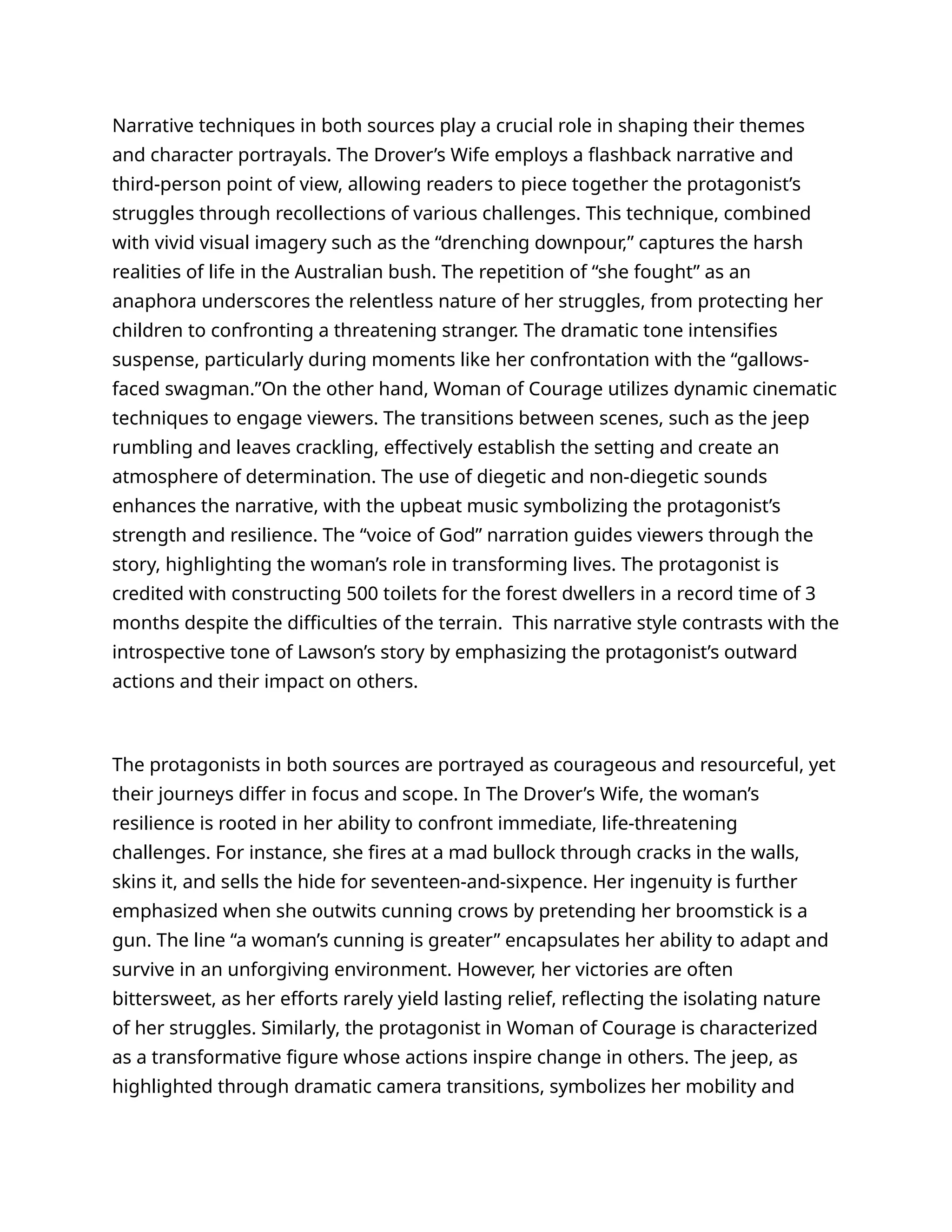 A Comparison and Contrast of The Drovers Wife by Henry Lawson and the ...