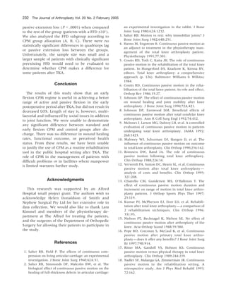 A comparison of 2 cpm protocols after total knee arthroplasty | PDF