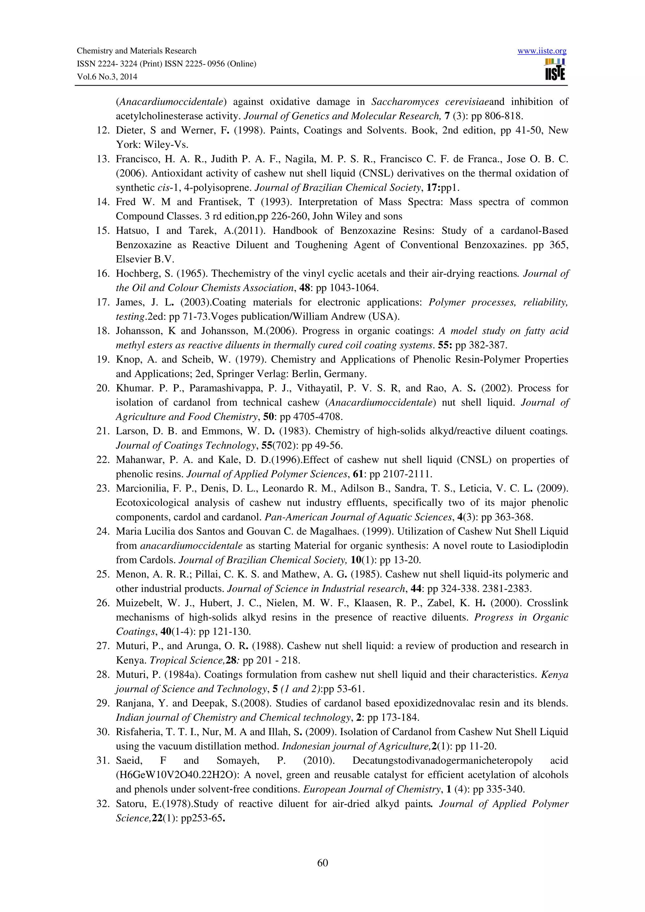 A comparison of cardanol and its derivatives as reactive | PDF