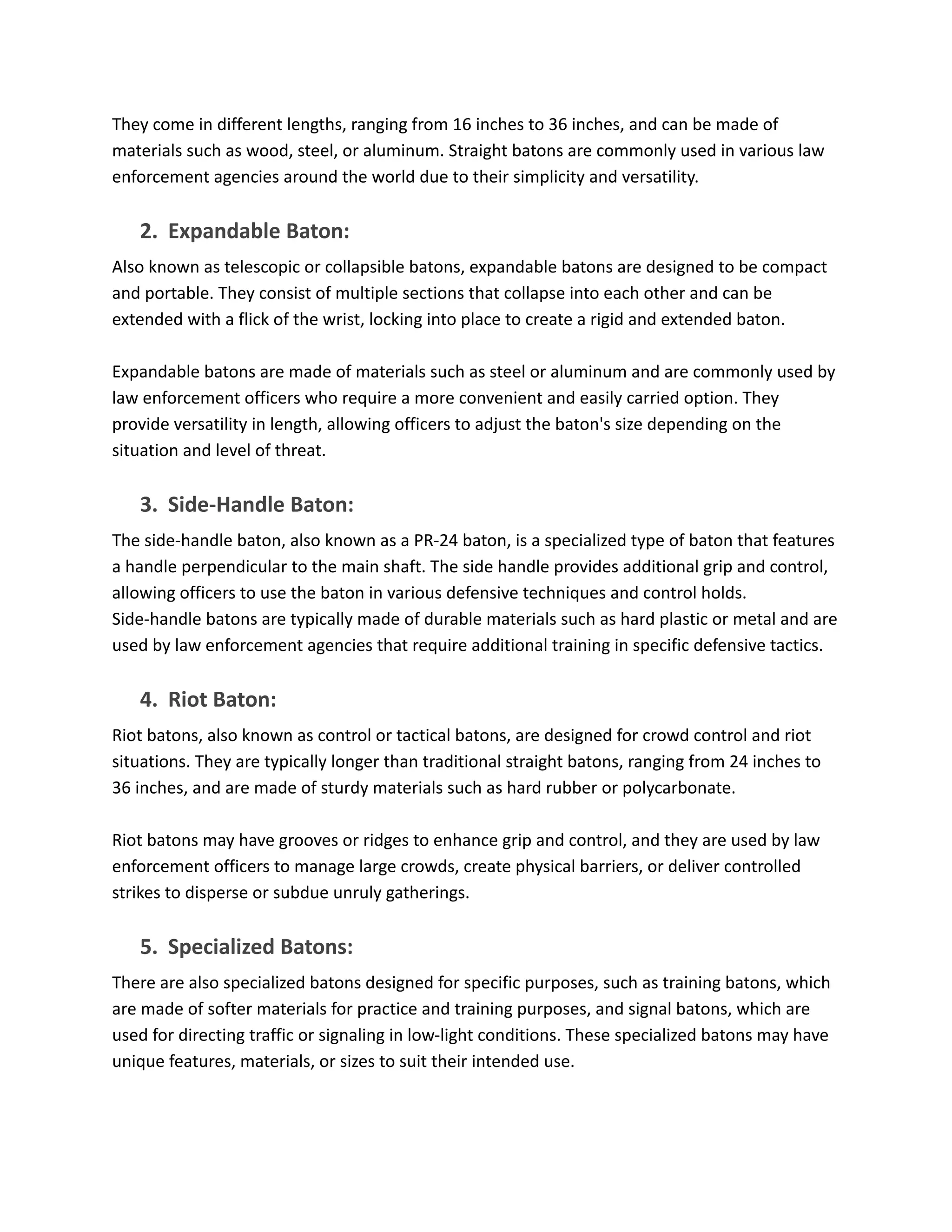 A Comparison of Different Types of Police Baton | PDF