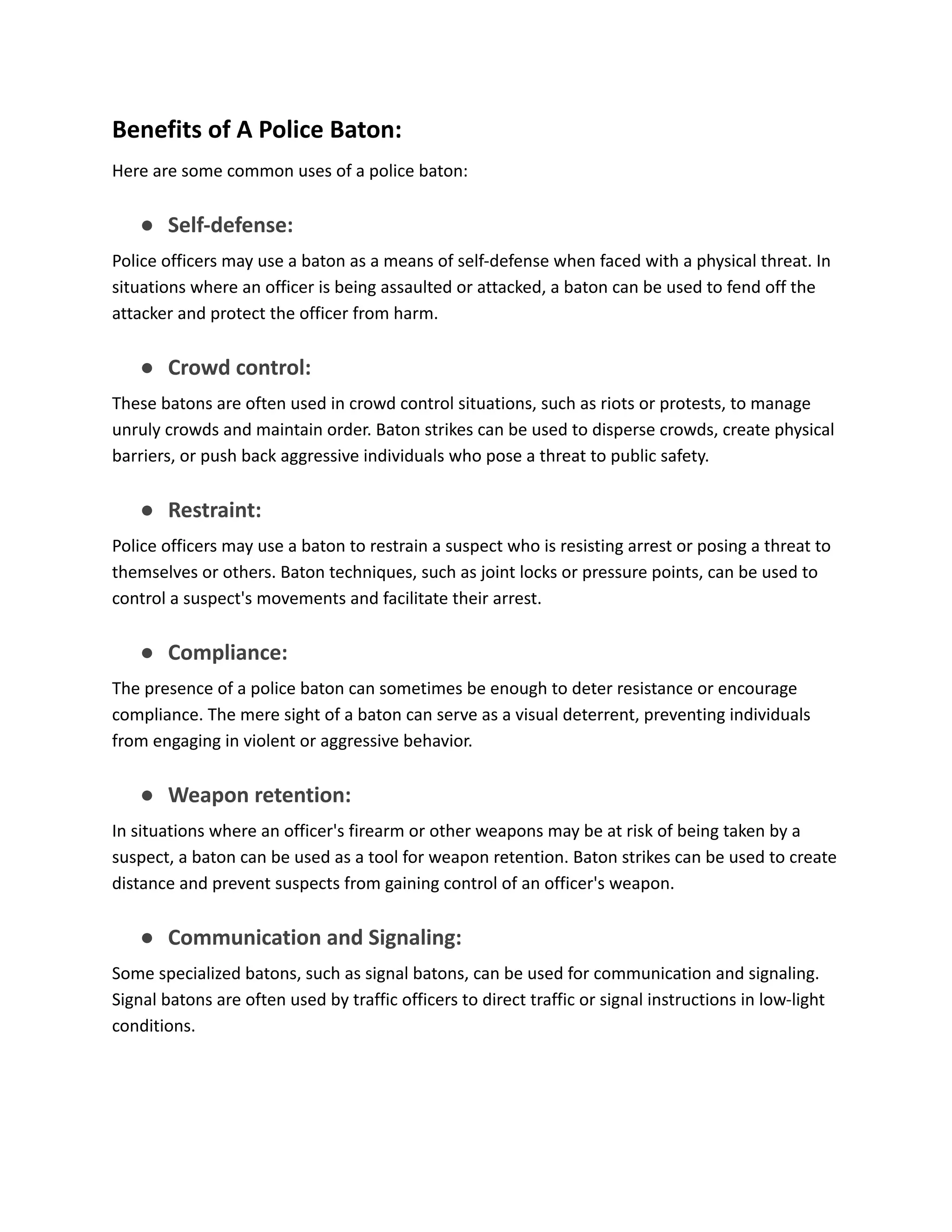 A Comparison of Different Types of Police Baton | PDF