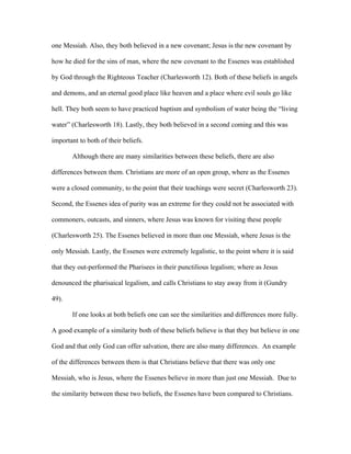 A comparison of essene and christian beliefs | DOC