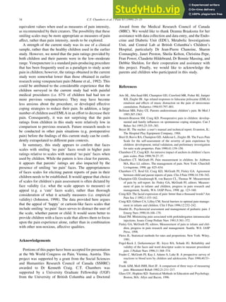 A Comparison Of Faces Scales For The Measurement Of Pediatric Pain ...