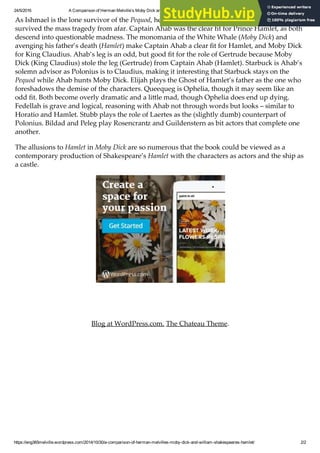 A Comparison Of Herman Melvilles Moby Dick And William Shakespeares ...