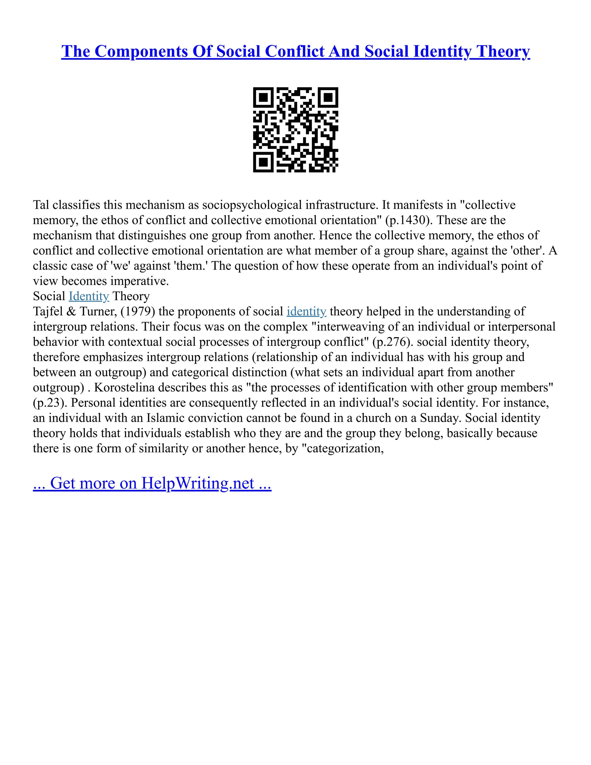 A Comparison Of Identity Theory And Social Identity | PDF