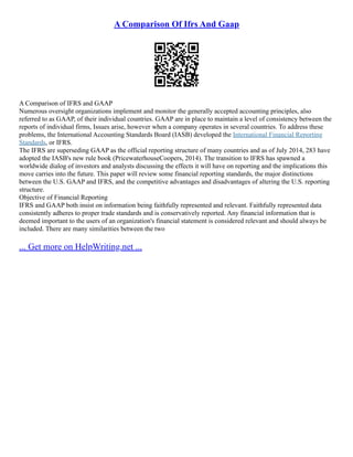 A Comparison Of Ifrs And Gaap | PDF