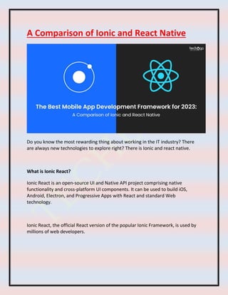 A Comparison of Ionic and React Native.pdf | Web Development | Internet