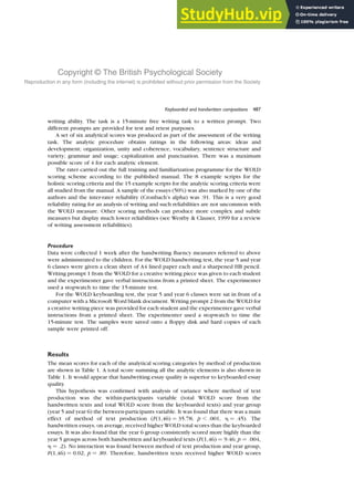 A Comparison Of Keyboarded And Handwritten Compositions And The ...