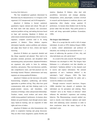 A Comparison Of Learning Style Models And Assessment Instruments For ...