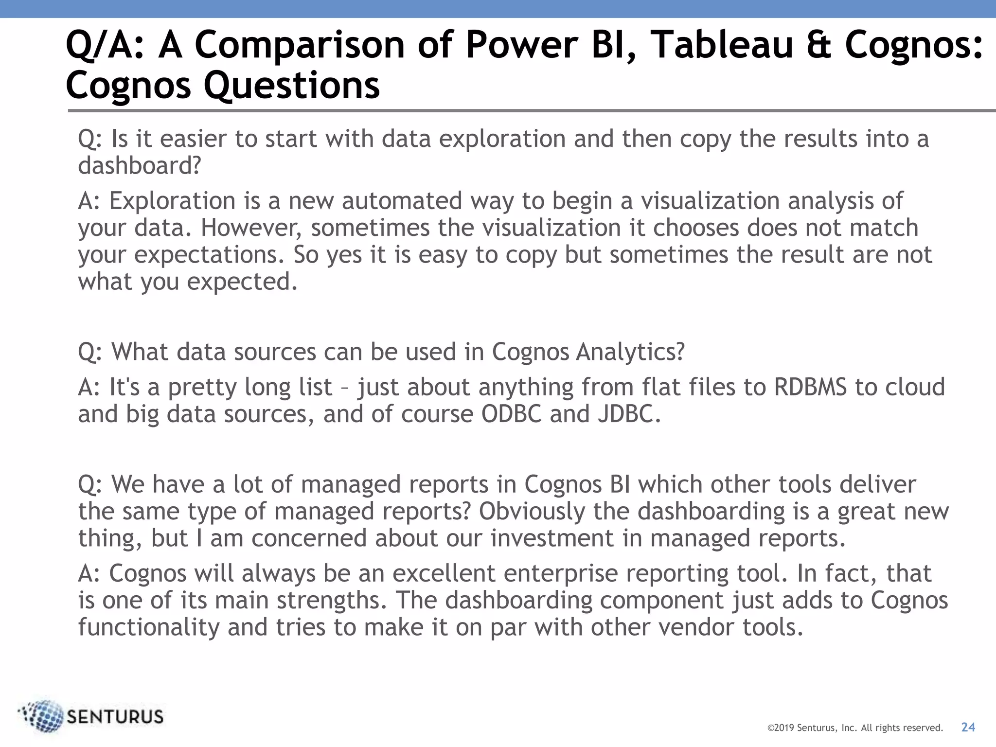 A Comparison of Power BI, Tableau & Cognos | PPTX
