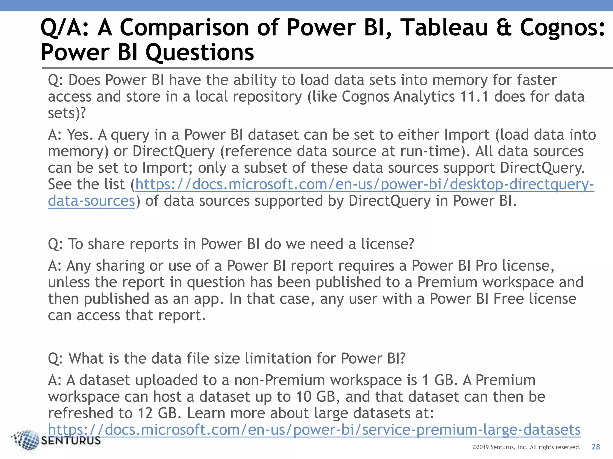 A Comparison of Power BI, Tableau & Cognos | PPTX