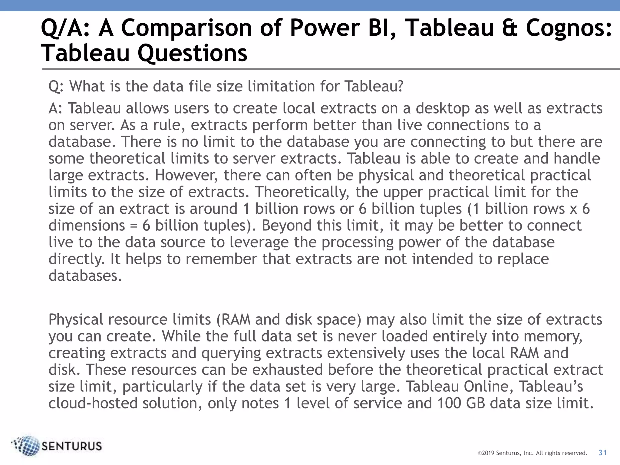 A Comparison of Power BI, Tableau & Cognos | PPTX