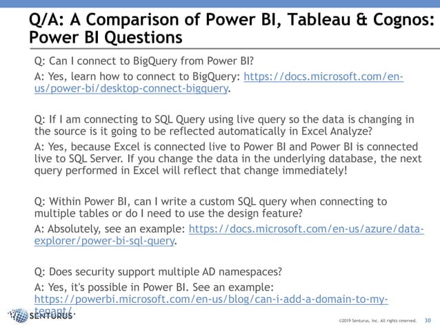 A Comparison of Power BI, Tableau & Cognos | PPT