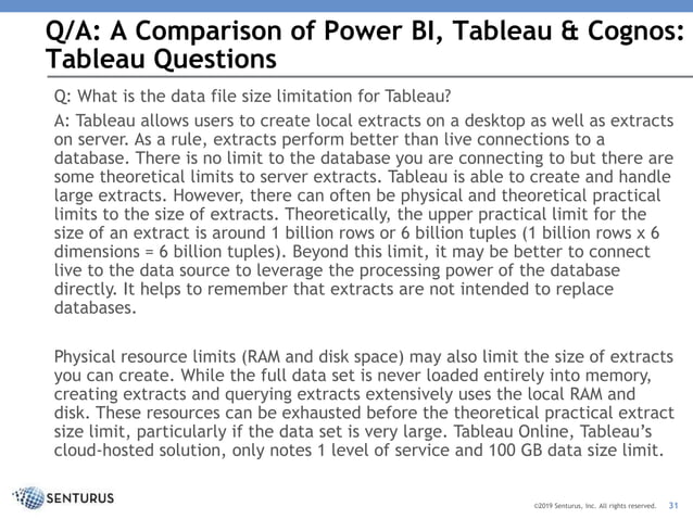 A Comparison of Power BI, Tableau & Cognos | PPT