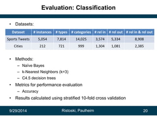 A Comparison of Propositionalization Strategies for Creating Features from Linked Open Data | PPT
