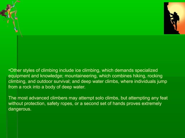 A comparison of rock climbing styles | PPT