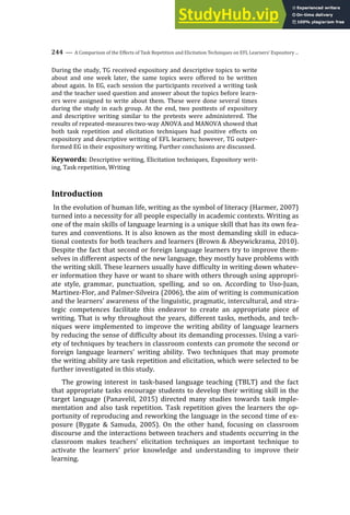 A Comparison Of The Effects Of Task Repetition And Elicitation Techniques On EFL Learners ...