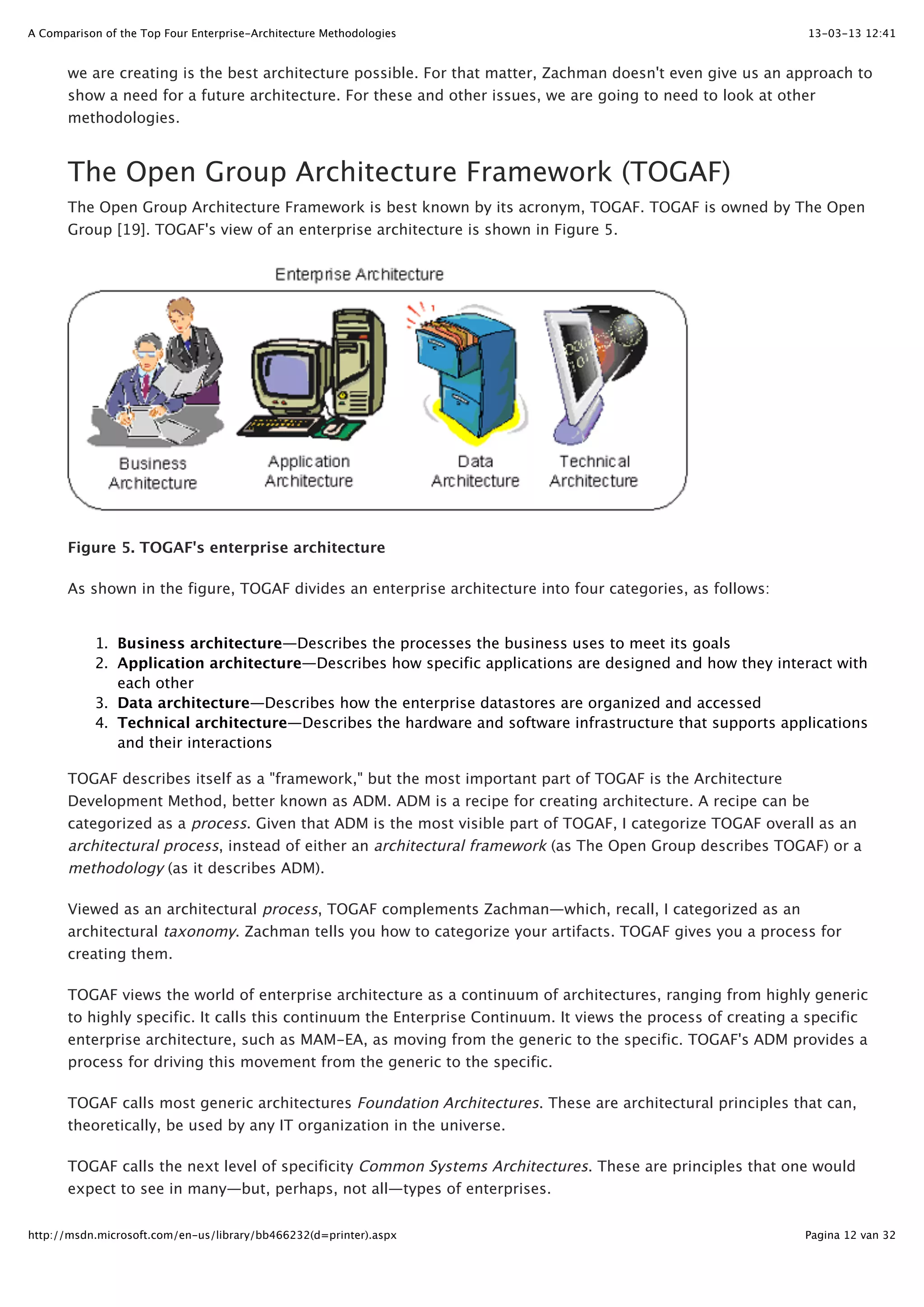 A comparison of the top four enterprise architecture methodologies | PDF