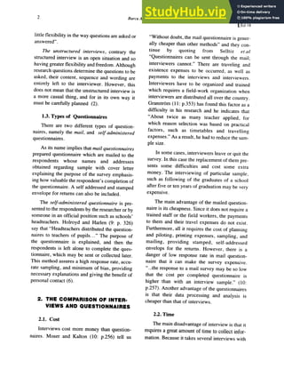 A COMPARISON OF TWO DATA COLLECTING METHODS INTERVIEWS AND ...