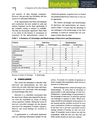 A COMPARISON OF TWO DATA COLLECTING METHODS INTERVIEWS AND QUESTIONNAIRES | PDF