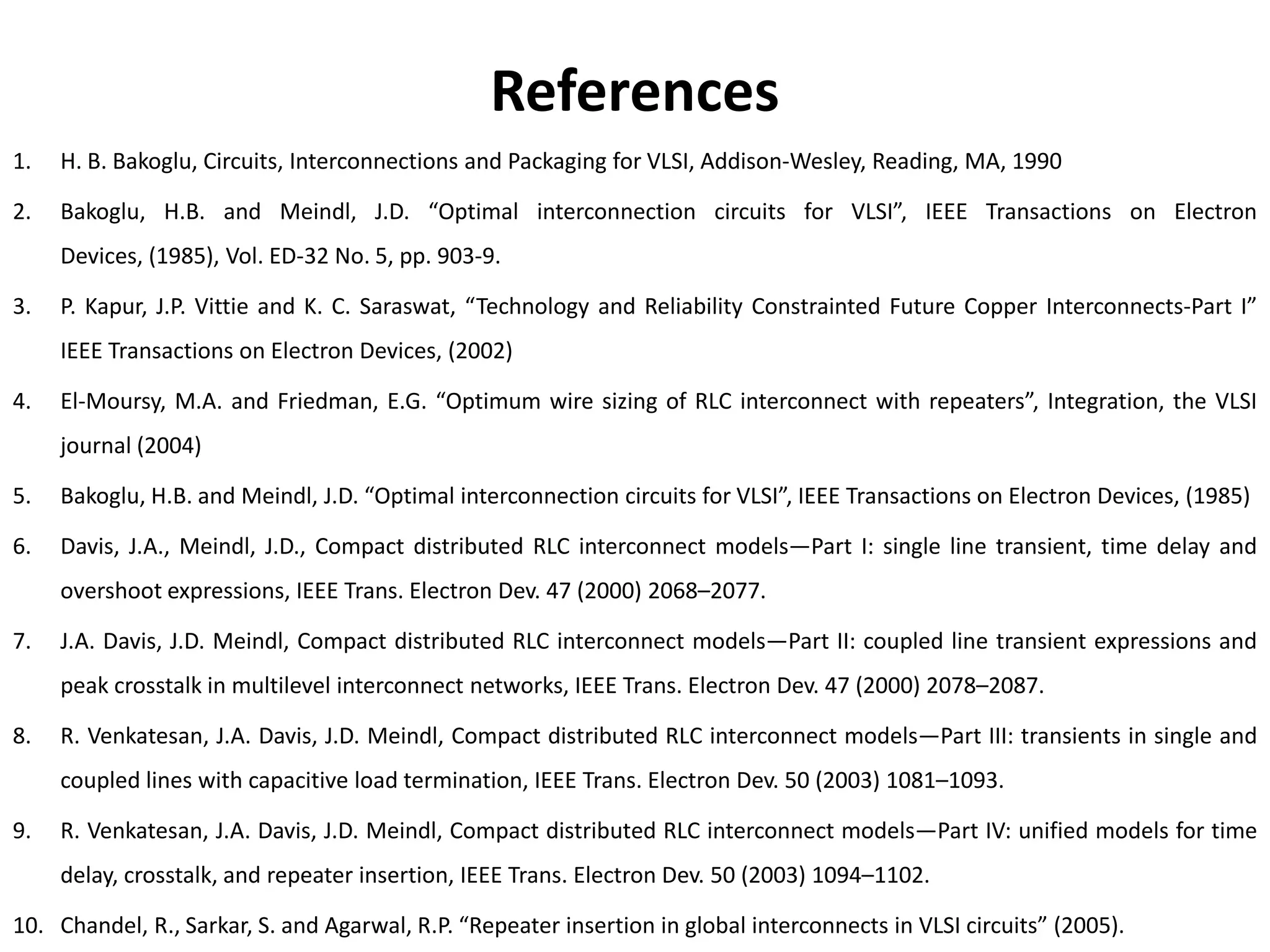 A comparison of VLSI interconnect models | PPSX