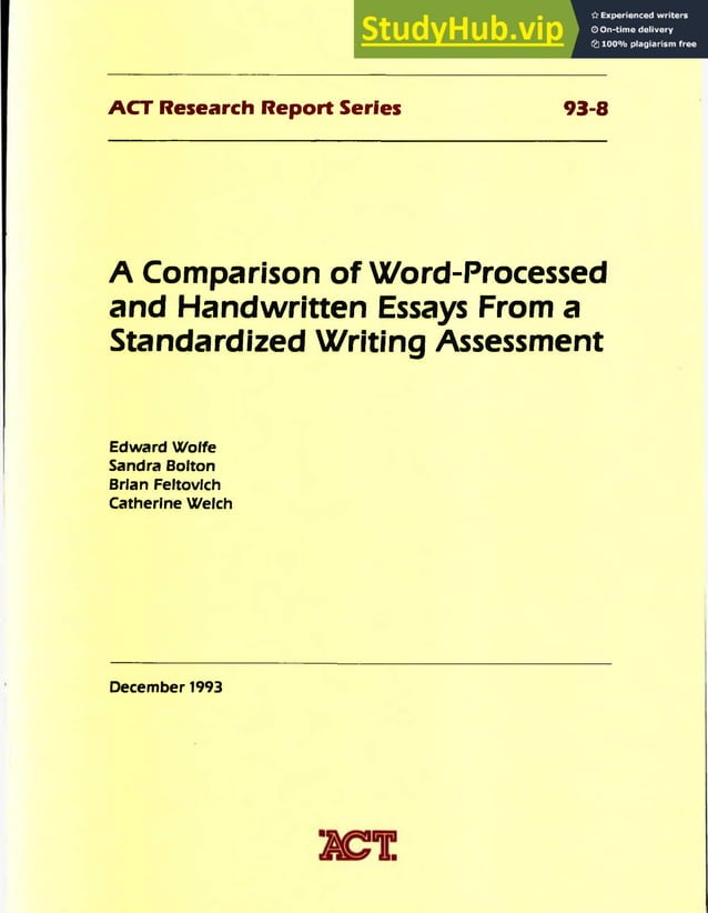 A Comparison Of Word-Processed And Handwritten Essays From A ...