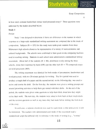 A Comparison Of Word Processed And Handwritten Essays From A ...