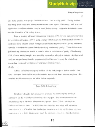 A Comparison Of Word Processed And Handwritten Essays From A ...